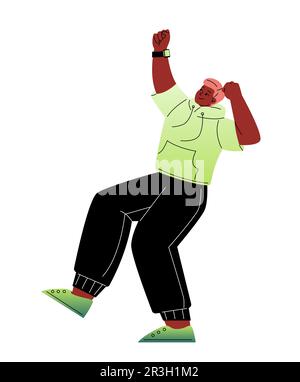 Happy Enjoying Celebrating Person, Vector Cartoon Stick Figure ...
