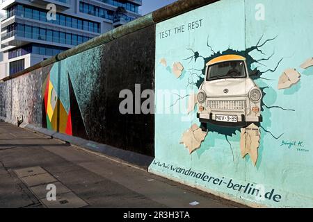 Mural painting Test The Rest with Trabi, artist Birgit Kinder, East ...