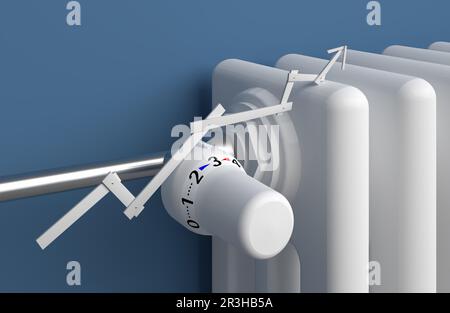 Classic Radiator with arrow in front of background - 3D Illustration ...
