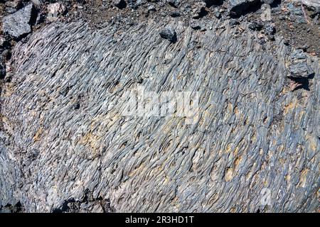 Solidified ropy pahoehoe type lava in Hawai'i Volcanoes National Park ...