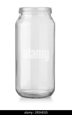Empty glass jar without lid isolated on white background Stock Photo ...