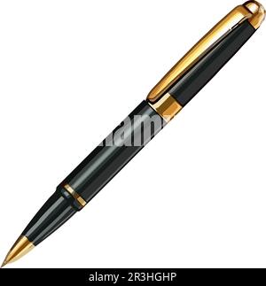 A fountain pen signs the document. A paper sheet with a signature ...