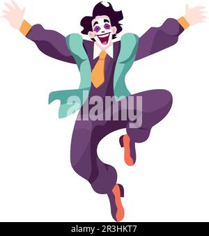 Jumping cartoon clown in Halloween costumes Stock Vector Image & Art ...