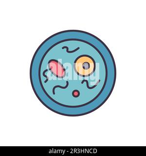 Bacteriology related vector line icon. Gut microbiota color icon ...