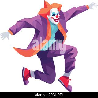 Jumping cartoon clown in Halloween costumes Stock Vector Image & Art ...