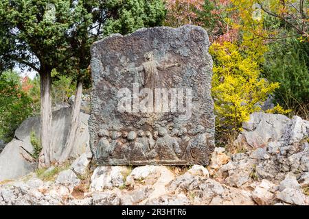 Bronze relief on Apparition hill Stock Photo - Alamy
