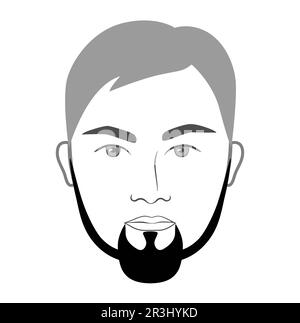 Set of Chin Strap Beard and mustache with name text style men face illustration Facial hair ...