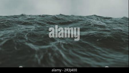 3d render of choppy rough sea with waves in storm water Stock Photo - Alamy