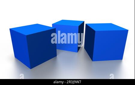 blank blue 3D cubes isolated on white Stock Photo - Alamy
