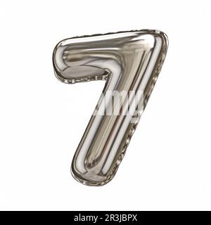 Silver foil balloon font number 0 ZERO 3D rendering illustration ...
