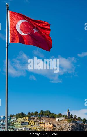 With Turkish flag on foreground,people watch Military parade at Turkish ...