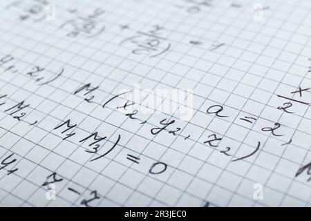 Sheet of paper with different mathematical formulas, closeup Stock ...
