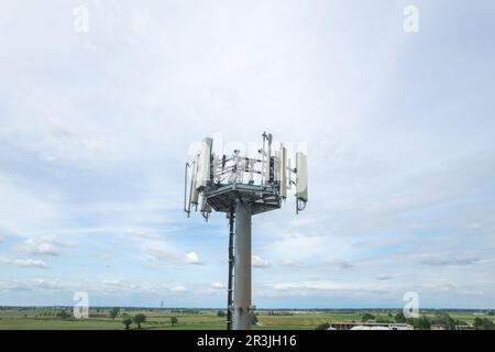 5G Cell Towers on countryside rural background in Italy Stock Photo - Alamy