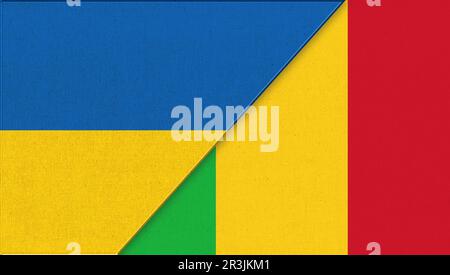 Flag of Ukraine and Mali - 3D illustration. Two Flag Together. National ...