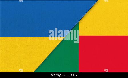 Flag of Ukraine and Benin - 3D illustration. Two Flag Together ...