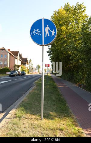 Traffic sign Compulsory Track For Pedestrians and Bicycles on city ...