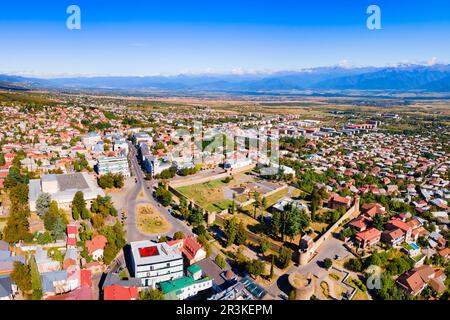 Telavi old town aerial panoramic view. Telavi is the main city of ...