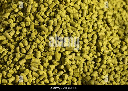 overview of fresh hop pellets Stock Photo - Alamy