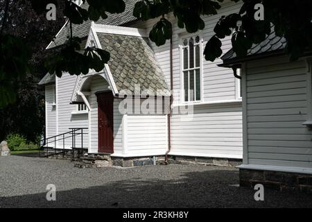 Historic wooden church in Utne on Hardangerfjord, Norway Stock Photo ...
