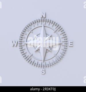 Grey compass sign 3D rendering illustration isolated on grey background ...