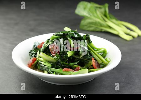 STIR-FRIED Pak choi (Shanghai cabbage) with Shredded Pork Stock Photo ...
