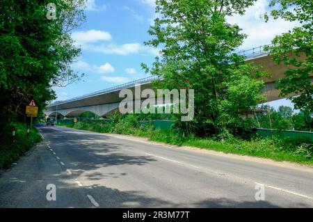 A nearly completed part of the HS2 railway Bridge or Viaduct between ...