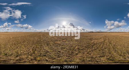 360° view of 360 degree space background with blue nebula and stars ...