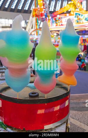 Rainbow Cotton Candy Floss Machine at Fun Fair Carnival Stock Photo - Alamy