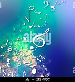 Music notes and other musical symbols on color background Stock Photo ...