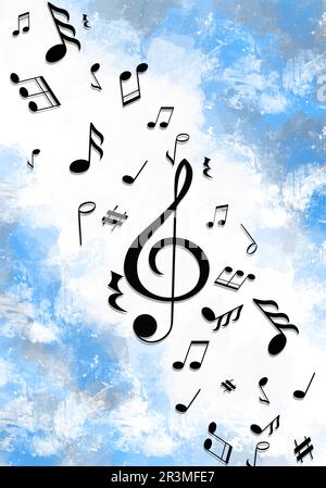Music notes and other musical symbols on color background Stock Photo ...