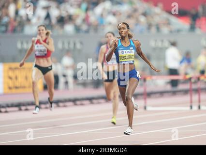 Dalilah MUHAMMAD running the 400m hurdles at the 2019 World Athletics ...
