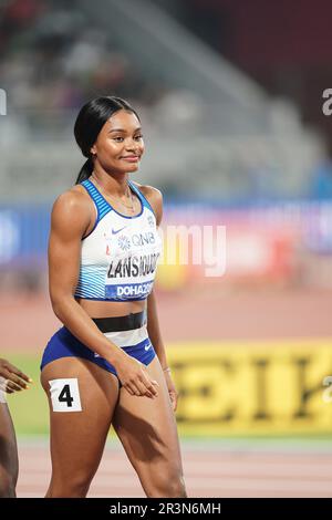 Imani-Lara Lansiquot running the 4x100m relay at the 2019 World ...