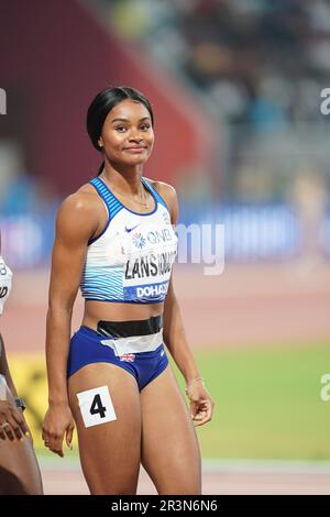 Imani-Lara Lansiquot running the 4x100m relay at the 2019 World ...