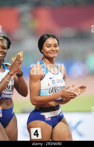 Imani-Lara Lansiquot running the 4x100m relay at the 2019 World ...