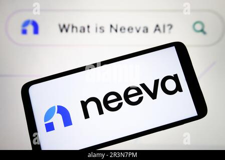 In this photo illustration, the Neeva logo is displayed on a smartphone ...