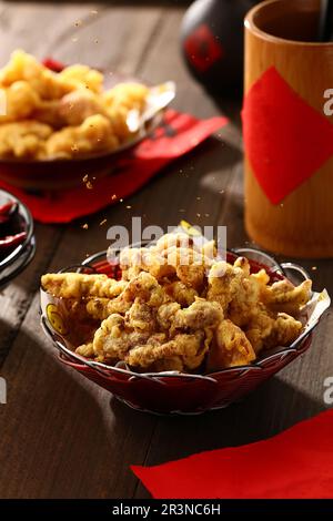 Chinese food:Deep fried pork belly，Sichuan snacks Stock Photo - Alamy