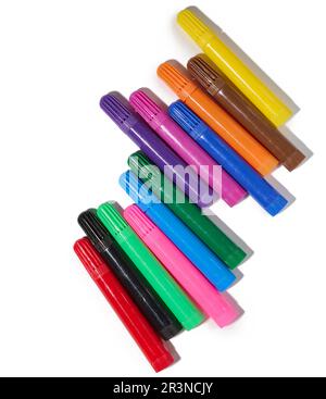 Stack of multicolored felt-tip pens isolated on white background Stock ...