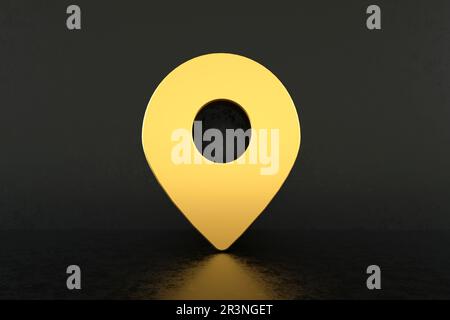 Golden 3D Location Pin Icon Stock Photo - Alamy