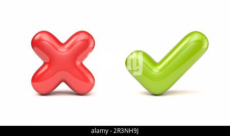 Incorrect and correct sign 3D rendering illustration isolated on white ...