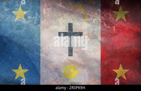 retro flag of Native Mexican peoples Nahuas with grunge texture. flag ...
