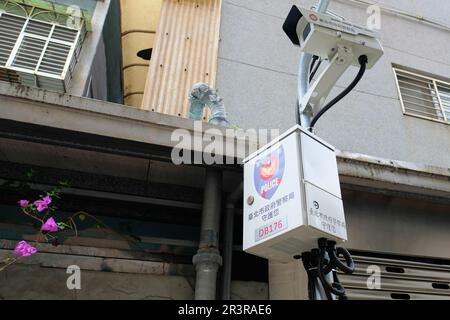 Taipei Police department surveillance camera mounted on a pole for ...