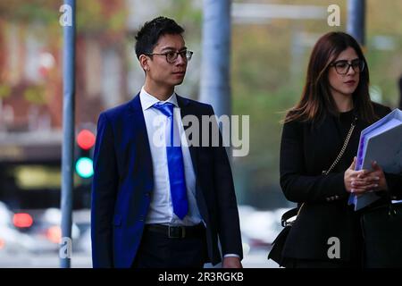 Jeremy So (L) arrives at the John Maddison Tower in Sydney, Thursday ...