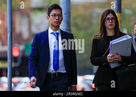 Jeremy So (L) arrives at the John Maddison Tower in Sydney, Thursday ...