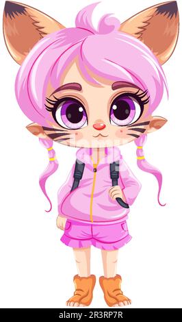 A Cat Human Hybrid in Fantasy Cartoon Style illustration Stock Vector ...