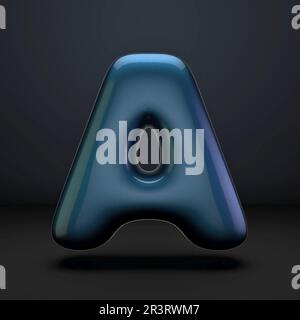Dark blue shiny font Letter S 3D rendering illustration isolated on ...