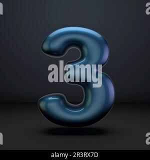 Dark blue shiny font Number 2 TWO 3D rendering illustration isolated on ...