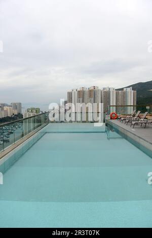 The beautiful rooftop swimming pool at The Arca hotel in Wong Chuk Hang ...