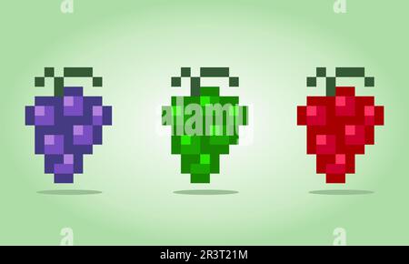 8 Bit pixels grape. The fruits for game assets and Cross Stitch ...