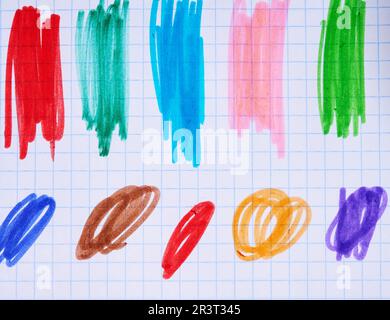 Multi-colored marker swatches on checkered paper Stock Photo - Alamy