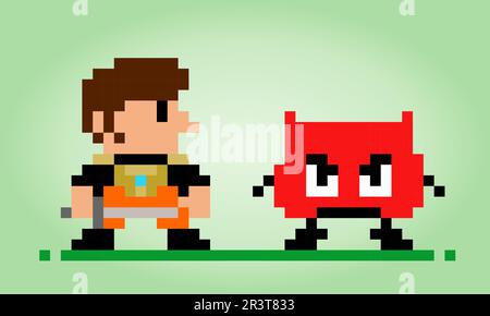 Knight warrior pixel art character for 8 bit game scenery arcade video ...